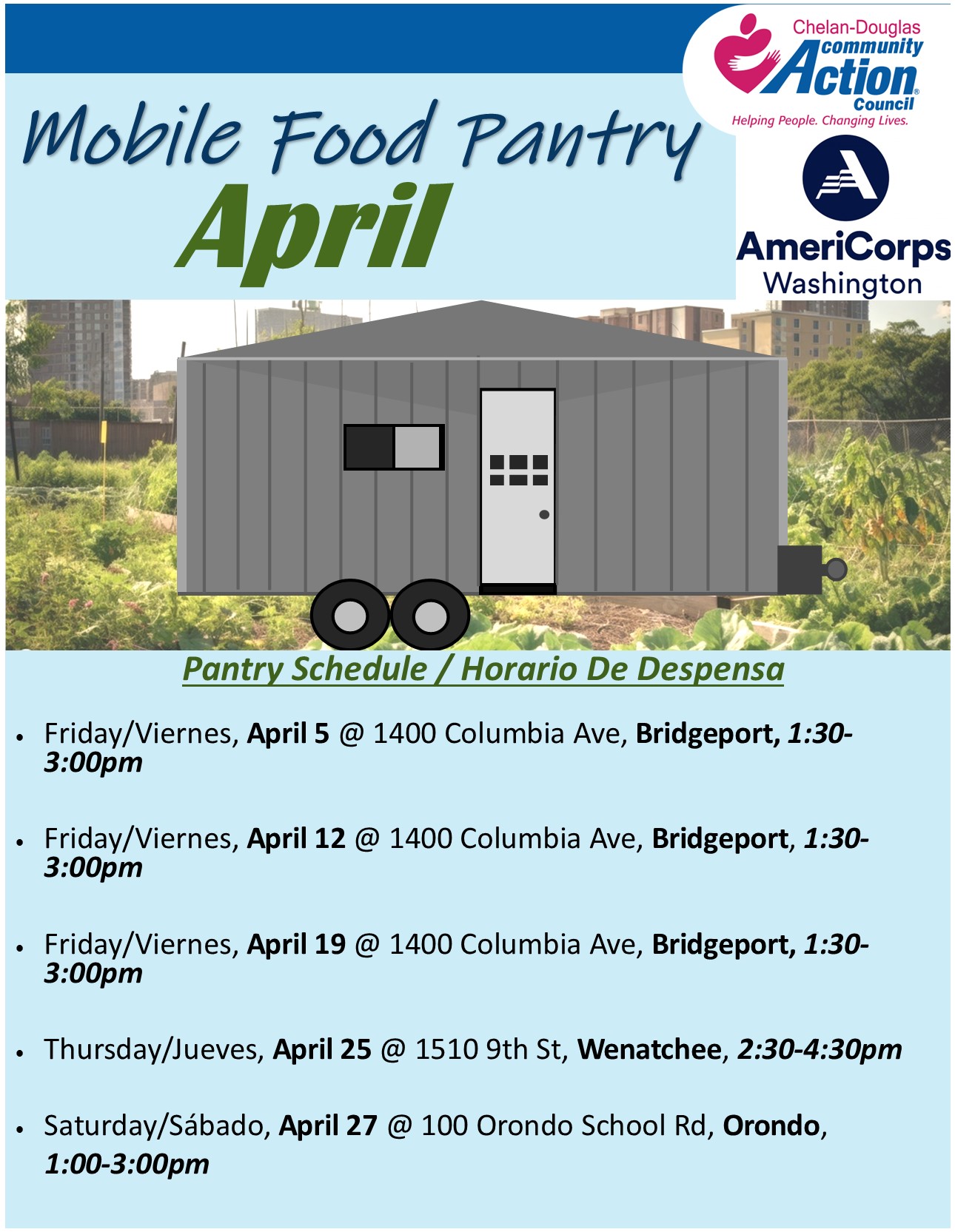 Mobile Food Pantry April 2024 Schedule - CDCAC