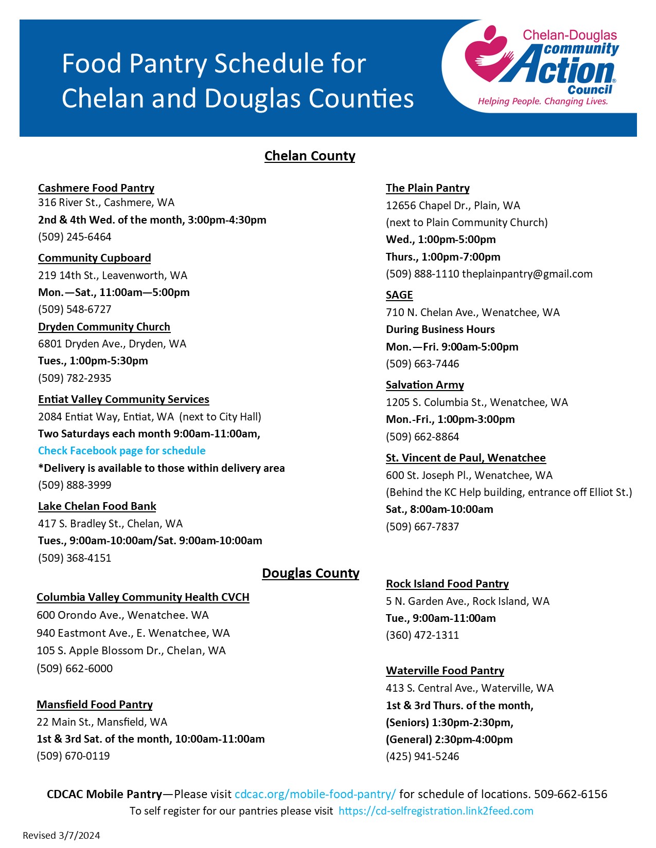 Food Pantry Schedule - CDCAC