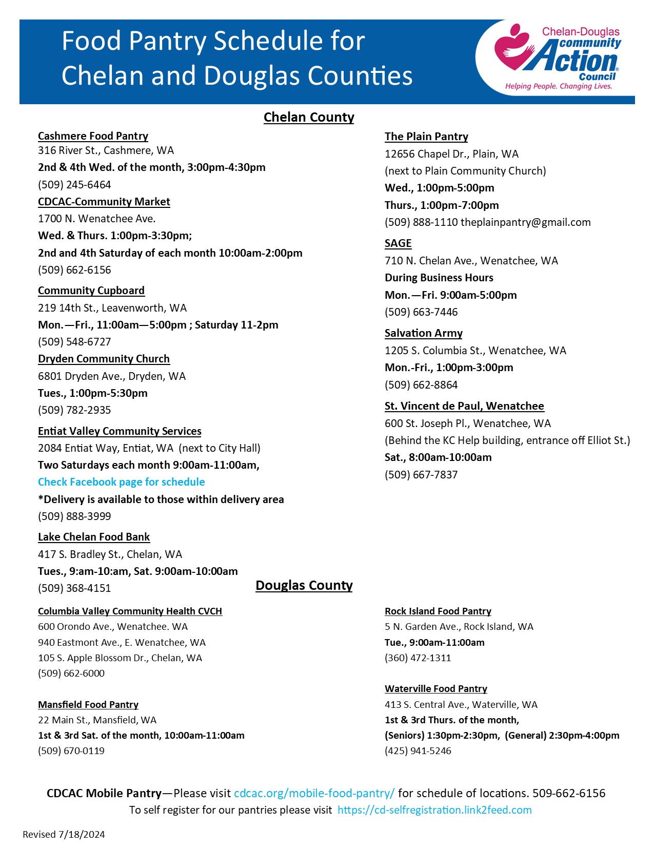 Food Pantry Schedule - CDCAC