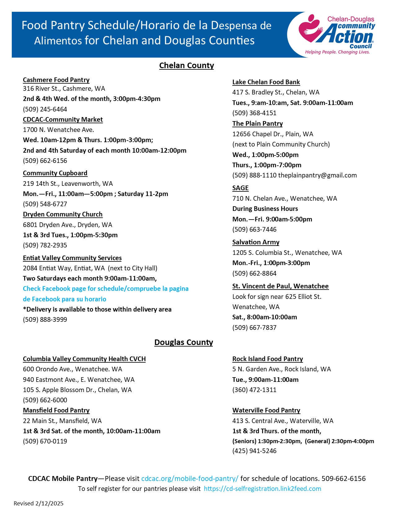 Food Pantry Schedule - CDCAC